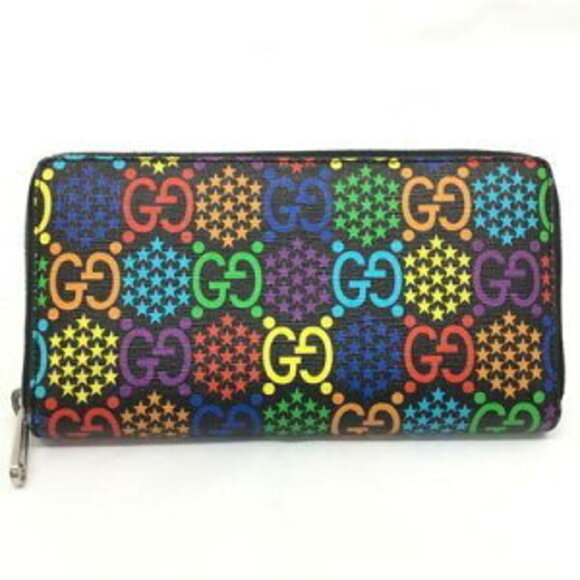 Gucci | Bags | Gucci Gg Psychedelic Round Zip Long Wallet Black ...